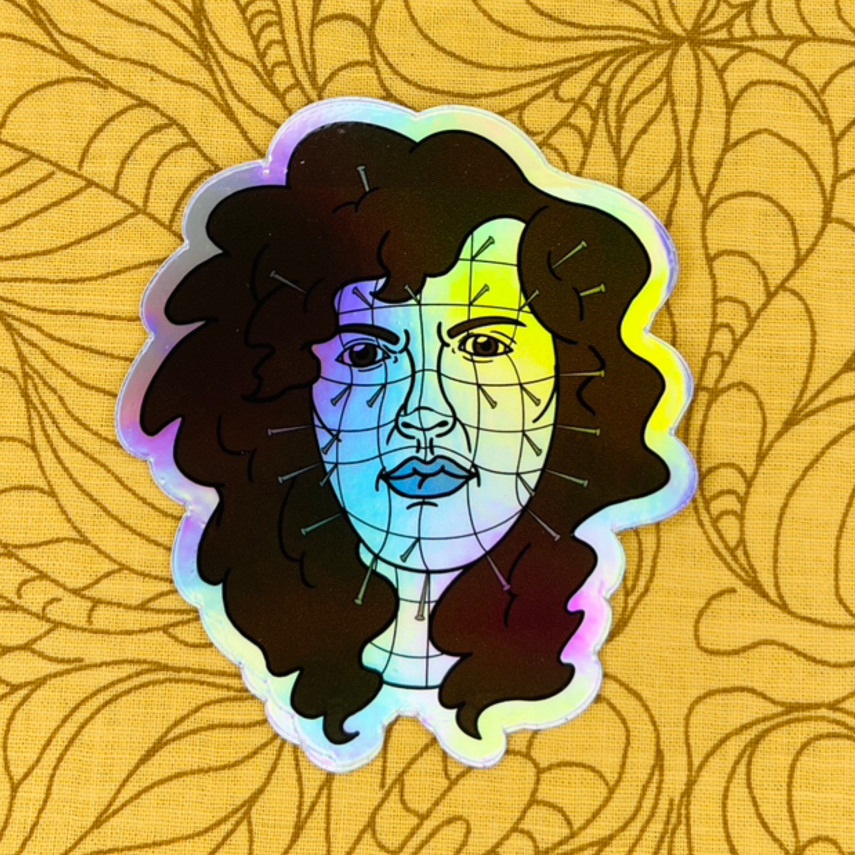 Pinhead Kirsty Hellraiser Holographic Sticker | Space Babes Art